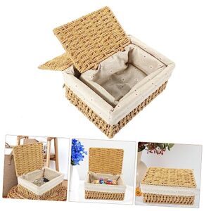 Kichvoe 2pcs Woven Basket baby laundry hamper woven laundry basket with lid hollow storage bin with lids Rattan food basket wicker Toy baby flower basket desktop bamboo