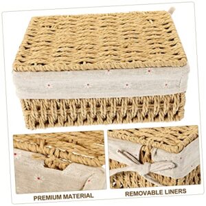 Kichvoe 2pcs Woven Basket baby laundry hamper woven laundry basket with lid hollow storage bin with lids Rattan food basket wicker Toy baby flower basket desktop bamboo