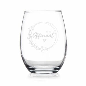 htdesigns the officiant wedding stemless wine glass - wedding gift - wedding favors - bridesmaid glass - bridesmaid gifts - officiant gift - officiant glass - wedding glass