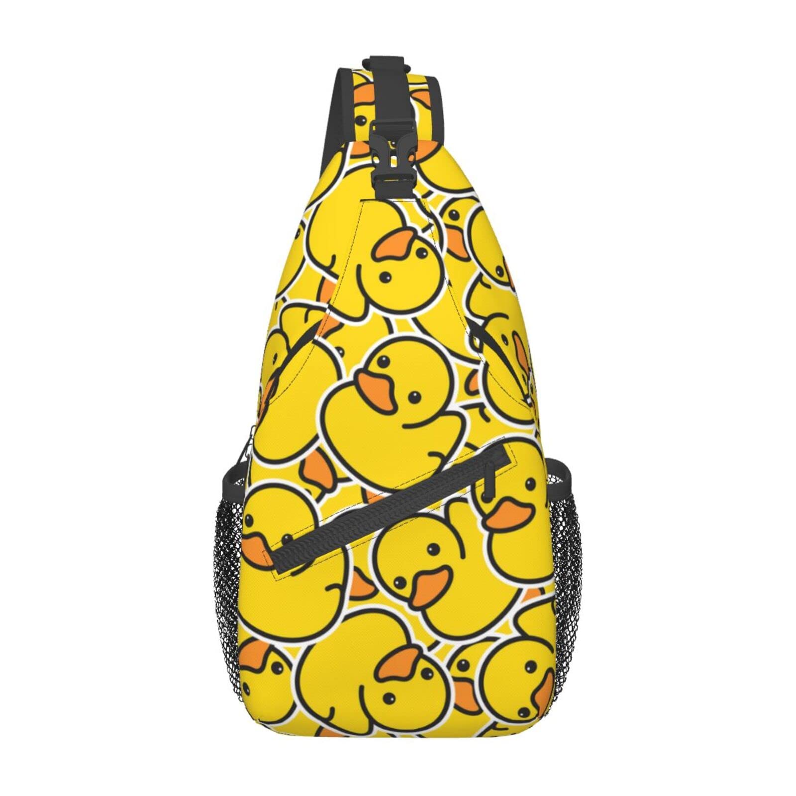 COFEIYISI Unique Rubber Duck Sling Bag Crossbody Backpack for Men Women a Bunch of Yellow Rubber Ducks Cartoon Animal Overlay Chest Bag Casual Shoulder Backpack Sport Travel Hiking Daypack