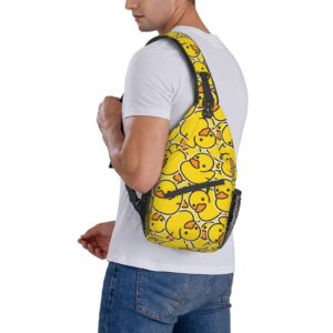 COFEIYISI Unique Rubber Duck Sling Bag Crossbody Backpack for Men Women a Bunch of Yellow Rubber Ducks Cartoon Animal Overlay Chest Bag Casual Shoulder Backpack Sport Travel Hiking Daypack