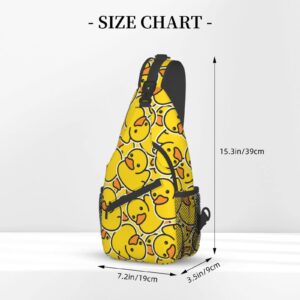 COFEIYISI Unique Rubber Duck Sling Bag Crossbody Backpack for Men Women a Bunch of Yellow Rubber Ducks Cartoon Animal Overlay Chest Bag Casual Shoulder Backpack Sport Travel Hiking Daypack