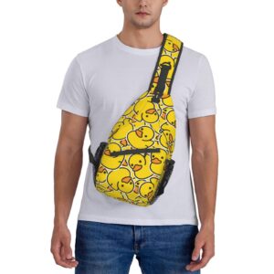 COFEIYISI Unique Rubber Duck Sling Bag Crossbody Backpack for Men Women a Bunch of Yellow Rubber Ducks Cartoon Animal Overlay Chest Bag Casual Shoulder Backpack Sport Travel Hiking Daypack