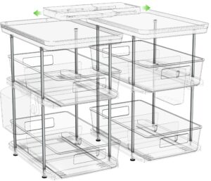 nihehag large 3 tier under sink organizers and storage bathroom - multi purpose bathroom cabinet organizer,pull out organizer and storage with dividers/hooks,clear adjustable medicine bins (xl)