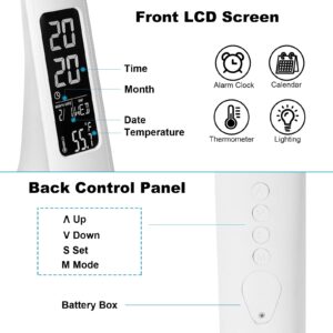 LED Desk Lamp with Digital Display Calendar Temperature,Rechargeable Desk Lamp for Home Office with Adjustable Neck,Dimmable Reading Light with Touch Control,Cordless Study Lamp with USB Charging Port