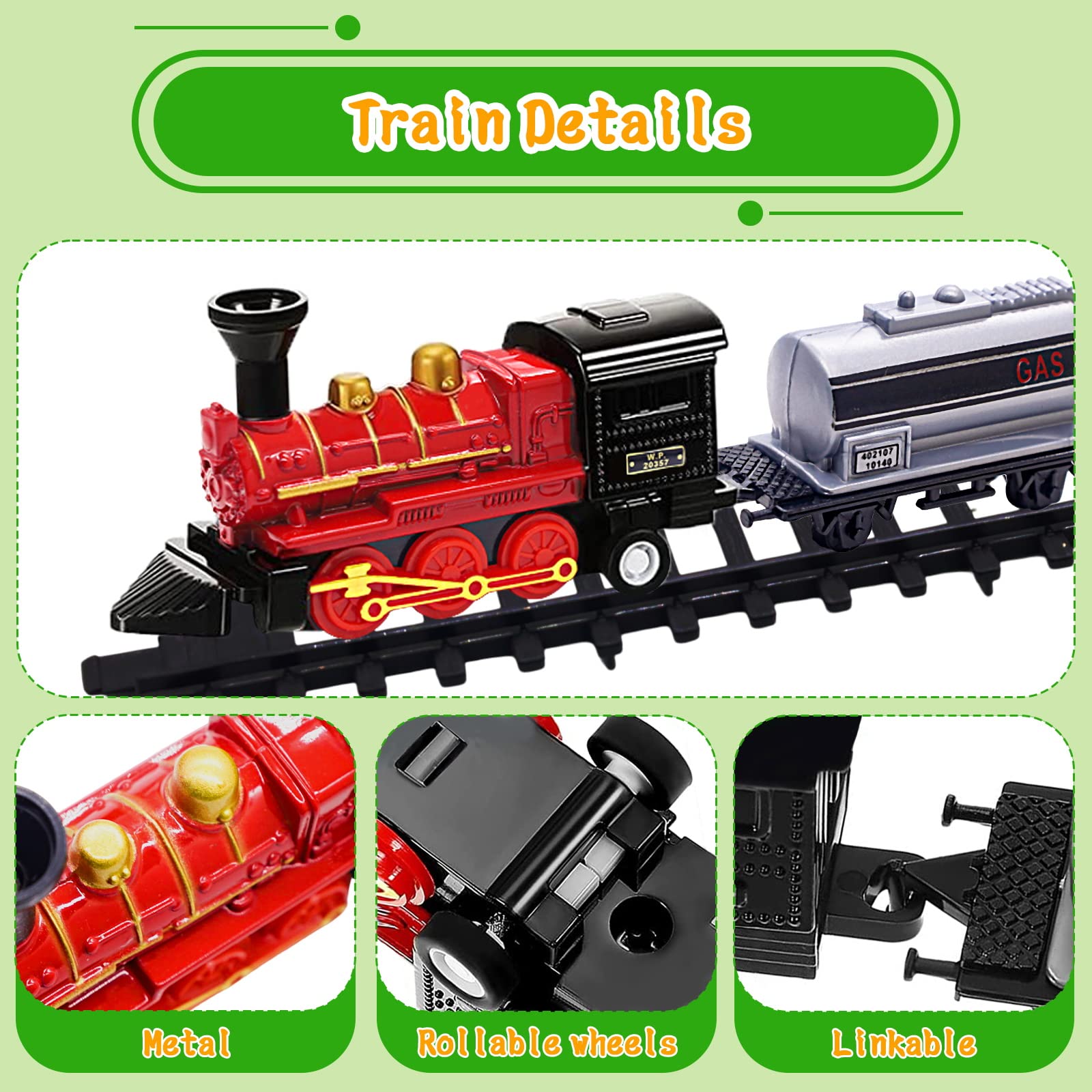 MEMOVAN Train Cake Toppers 13pcs Train Cake Decorations Mini Train Toy Traffic Track Railway Lights Cake Topper Decorations for Boy's Kids Steam Train Theme Birthday Party Supplies