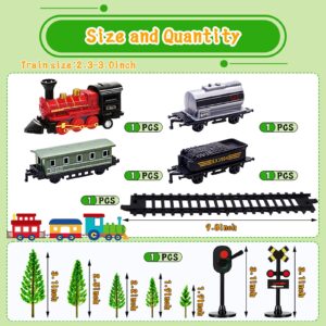 MEMOVAN Train Cake Toppers 13pcs Train Cake Decorations Mini Train Toy Traffic Track Railway Lights Cake Topper Decorations for Boy's Kids Steam Train Theme Birthday Party Supplies