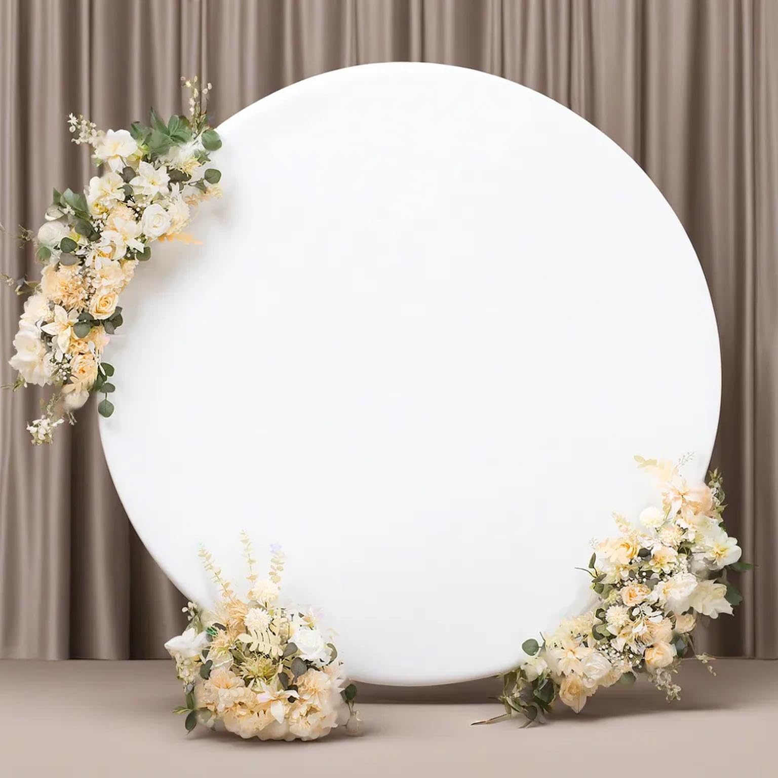 6.5x6.5ft White Round Backdrop Cover White Circle Backdrop Cover Round Fabric Photo Background for Photography Party Birthday Wedding Baby Shower Home Decorations