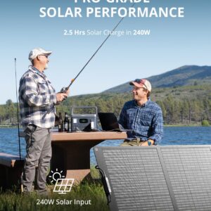 GROWATT Portable Power Station Generators: VITA550 Solar Generator (Solar Panel Optional) with 538Wh LiFePO4 Battery,1 Hour Fast Charging, 600W (1200W Surge) Output for Outdoor Camping/RVs/Home Use