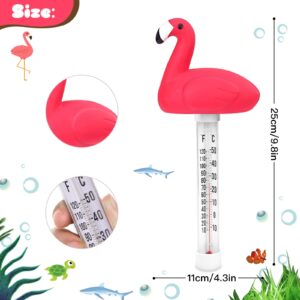 Floating Pool Thermometer, Pool Temperature Thermometer for Cold Plunge, Large Display, Easy to Read, Shatter Resistant, for Outdoor & Indoor Swimming Pools, Spas, Hot Tubs & Aquariums (Flamingo)