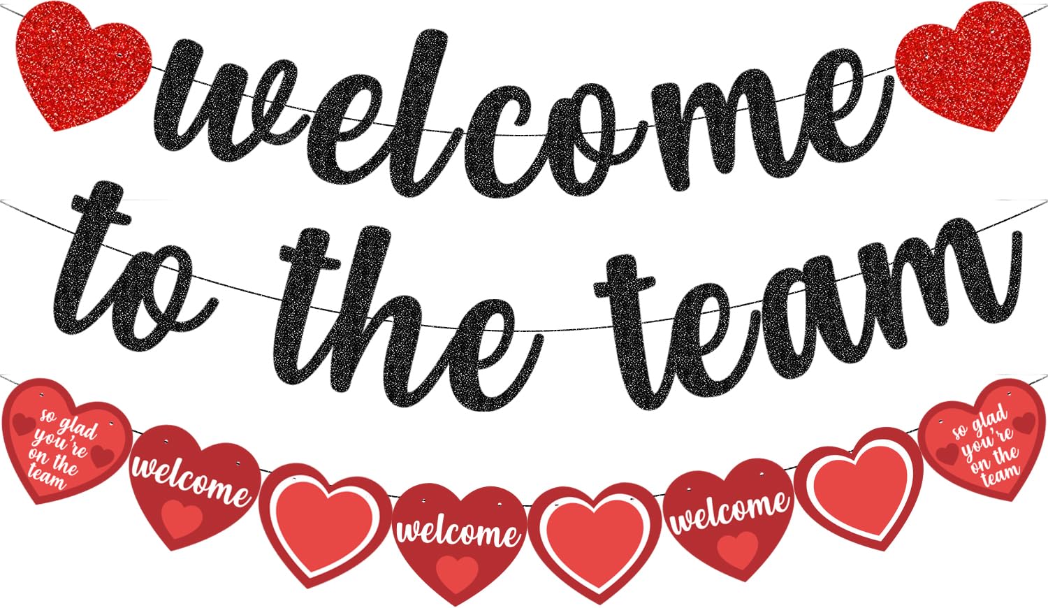 Welcome to The Team Banner, Black Glitter New Employee Member Welcome Banner, Newcomers Staff Welcome Banner, Welcome Onboard Office Party Decorations Supplies