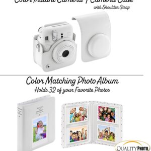 Fujifilm Instax Mini 12 Instant Camera with Case, 60 Fujifilm Prints, Decoration Stickers, Frames, Photo Album and More Accessories (Clay White)