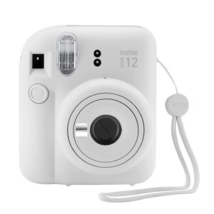 Fujifilm Instax Mini 12 Instant Camera with Case, 60 Fujifilm Prints, Decoration Stickers, Frames, Photo Album and More Accessories (Clay White)