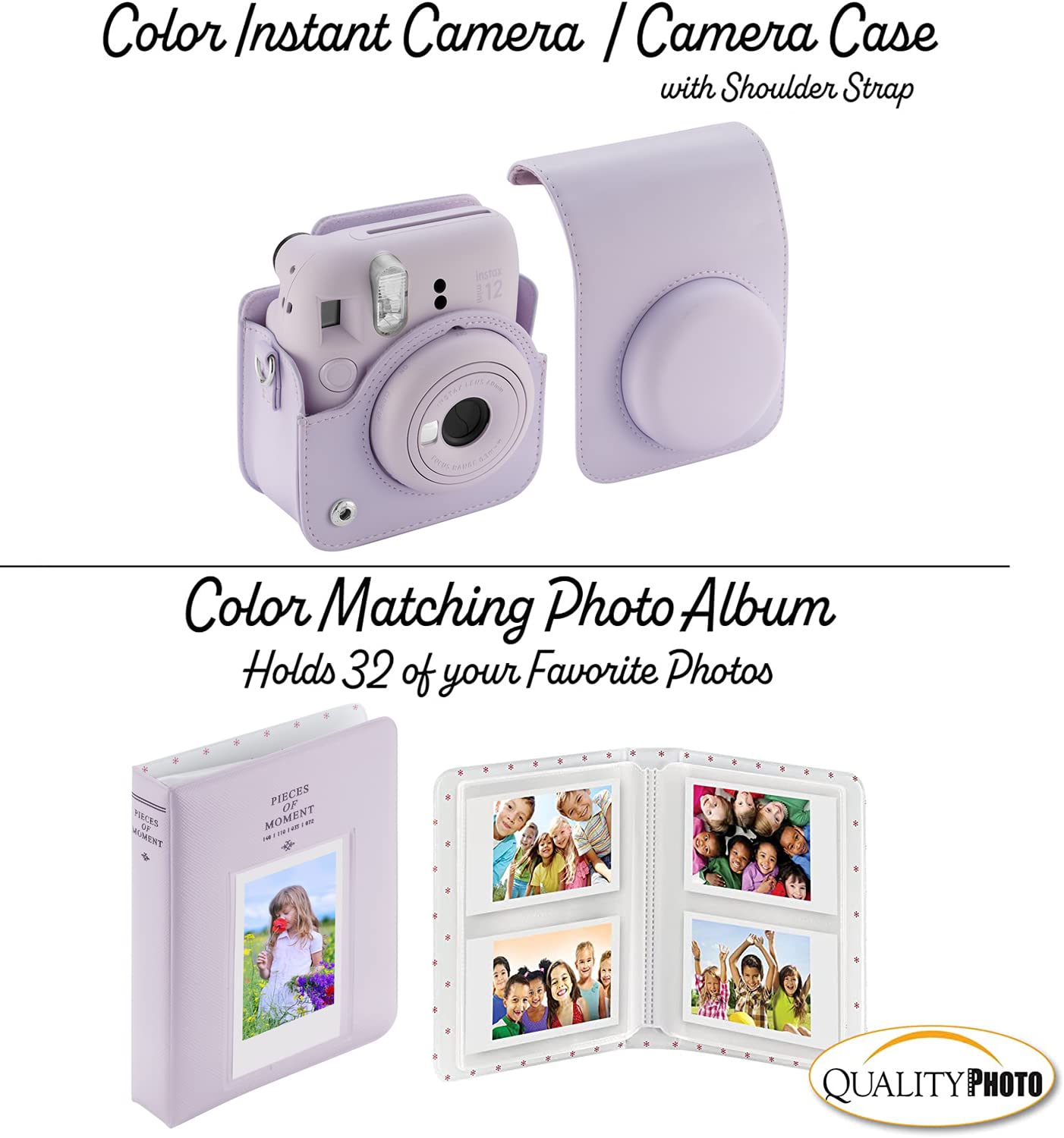 Fujifilm Instax Mini 12 Instant Camera with Case, 40 Fuji Films, Decoration Stickers, Frames, Photo Album and More Accessory kit (Lilac Purple)