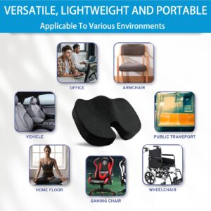 KRUNSHM Seat Cushion, Office Chair Cushions car seat Cushion for Car Long Sitting, Ergonomic Non-Slip Memory Foam Cushion for Back, Coccyx, Tailbone Pain Relief