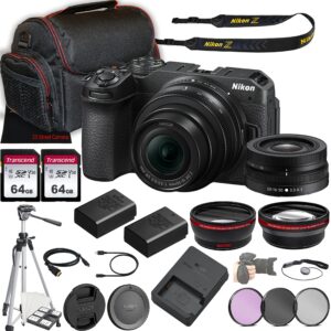 nikon z30 mirrorless camera w/nikkor z dx 16-50mm f/3.5-6.3 vr lens + 128gb memory + case + tripod + 3 piece filter kit + more (30pc bundle) (renewed)