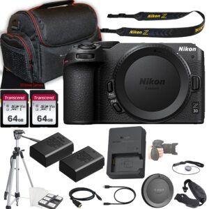 nikon z30 mirrorless camera + 128gb memory + case + tripod + more (24pc bundle) (renewed)