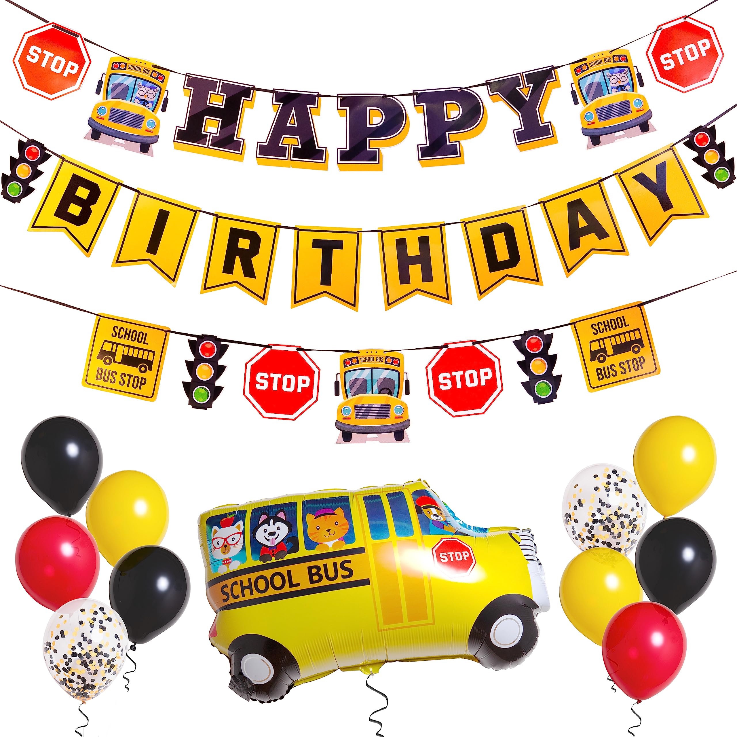 Pirese Wheels On The Bus Birthday Decorations, School Bus Decorations For Party, School Bus Birthday Party Decorations | School Bus Birthday Banner | School Bus Party Decorations | Bus Theme Party