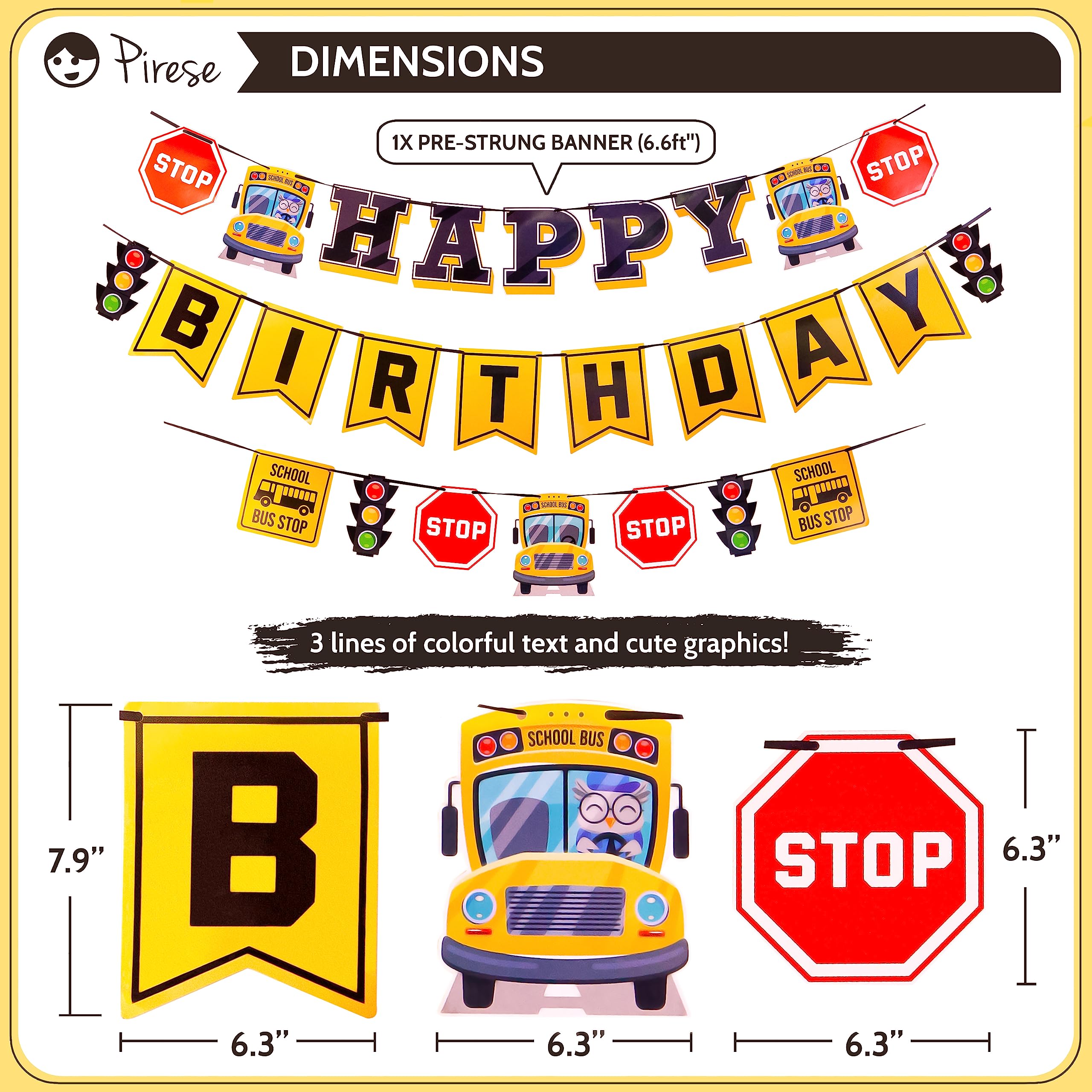 Pirese Wheels On The Bus Birthday Decorations, School Bus Decorations For Party, School Bus Birthday Party Decorations | School Bus Birthday Banner | School Bus Party Decorations | Bus Theme Party