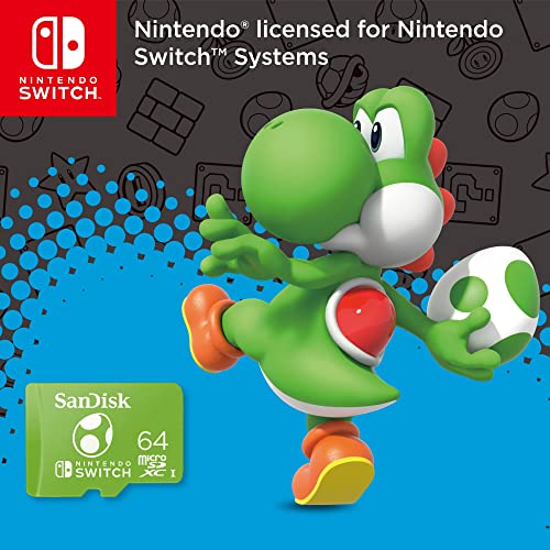 SanDisk 64GB microSDXC Card Licensed for Nintendo Switch, Yoshi Edition - SDSQXAO-064G-GN6ZN