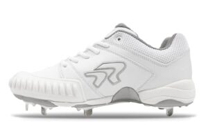 ringor flite metal softball spikes for women | performance, durability, and superior traction | designed for female athletes | size 9.5 | white & silver