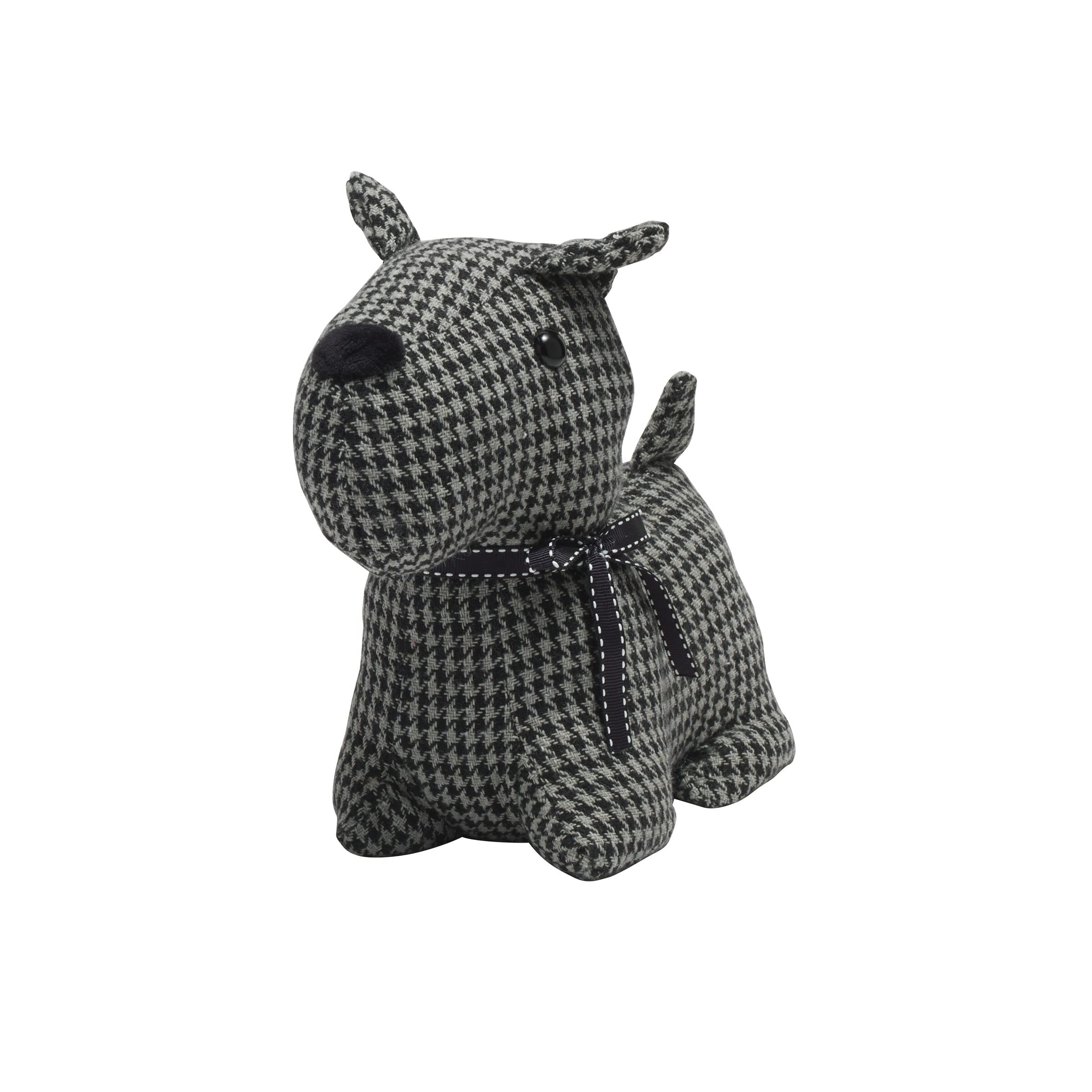 Elements 4.72x9.06x7.87 Inch Gray and Black Dog Weighted Fabric Door Stopper