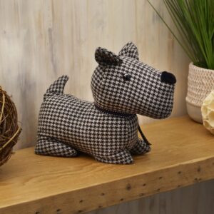 Elements 4.72x9.06x7.87 Inch Gray and Black Dog Weighted Fabric Door Stopper