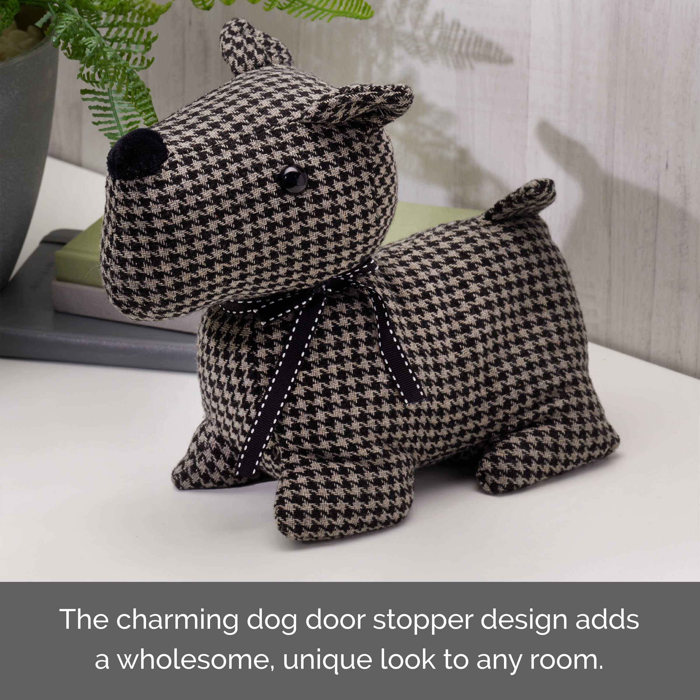 Elements 4.72x9.06x7.87 Inch Gray and Black Dog Weighted Fabric Door Stopper