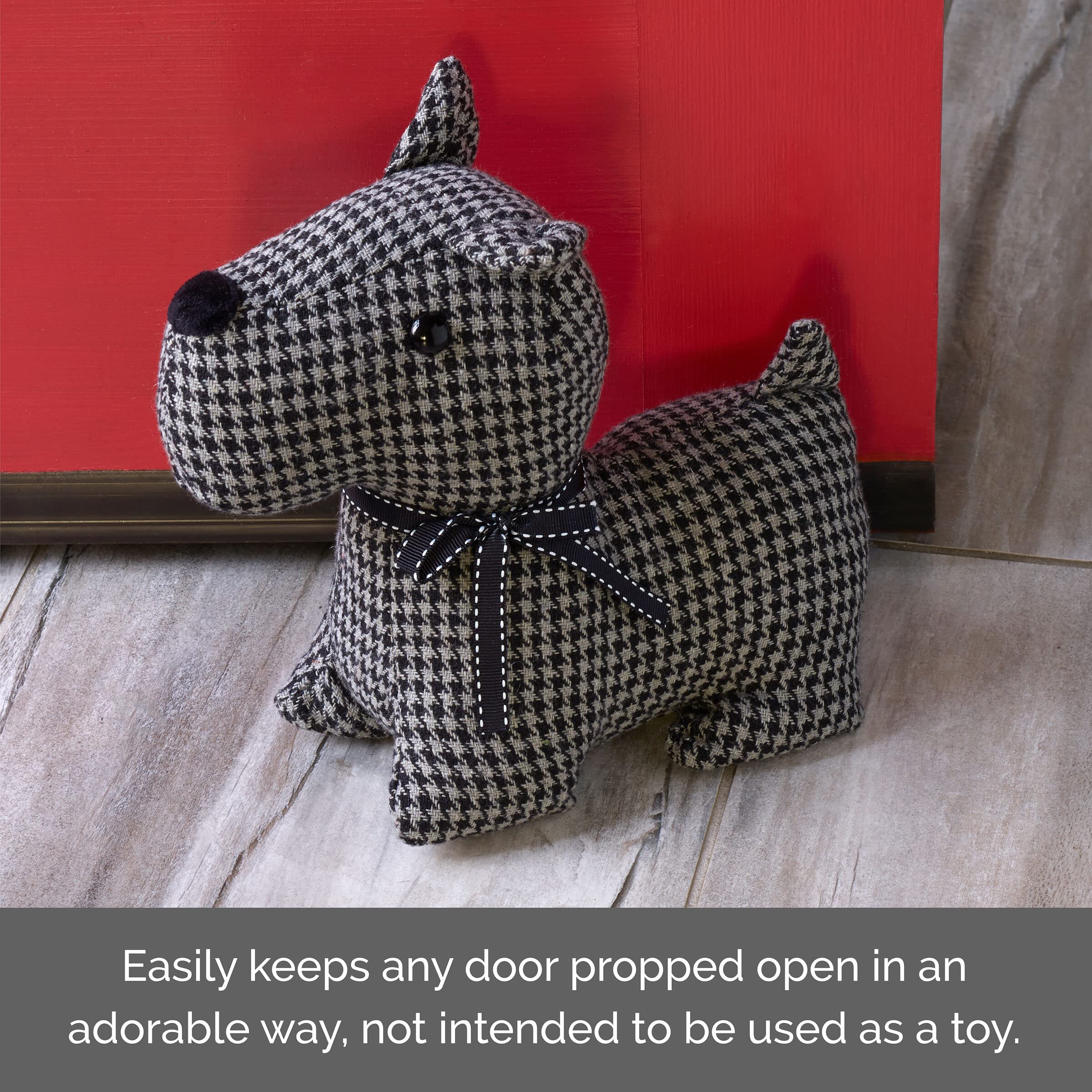 Elements 4.72x9.06x7.87 Inch Gray and Black Dog Weighted Fabric Door Stopper