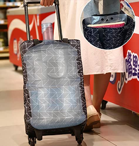 Upgrade Shopping Bag with Wheels Portable Trolley Bags Grocery Cart Utility Cart Rotating Wheels Cart Folding Shopping Cart- Larger Size & Waterproof & Strong