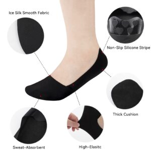 KEREDA 5 pairs Women Girls No Show Socks Low Cut Ice Silk Liner Non Slip Invisible Socks US 8-11 (Multicolor 5)