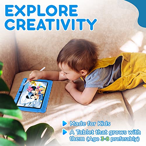 Contixo Kids Learning Tablet, 7" Tablet for Kids and KB-2600 Kids Foldable Wireless Bluetooth Headphone Bundle, Learning Tablet, Parental Control Family Link - Blue