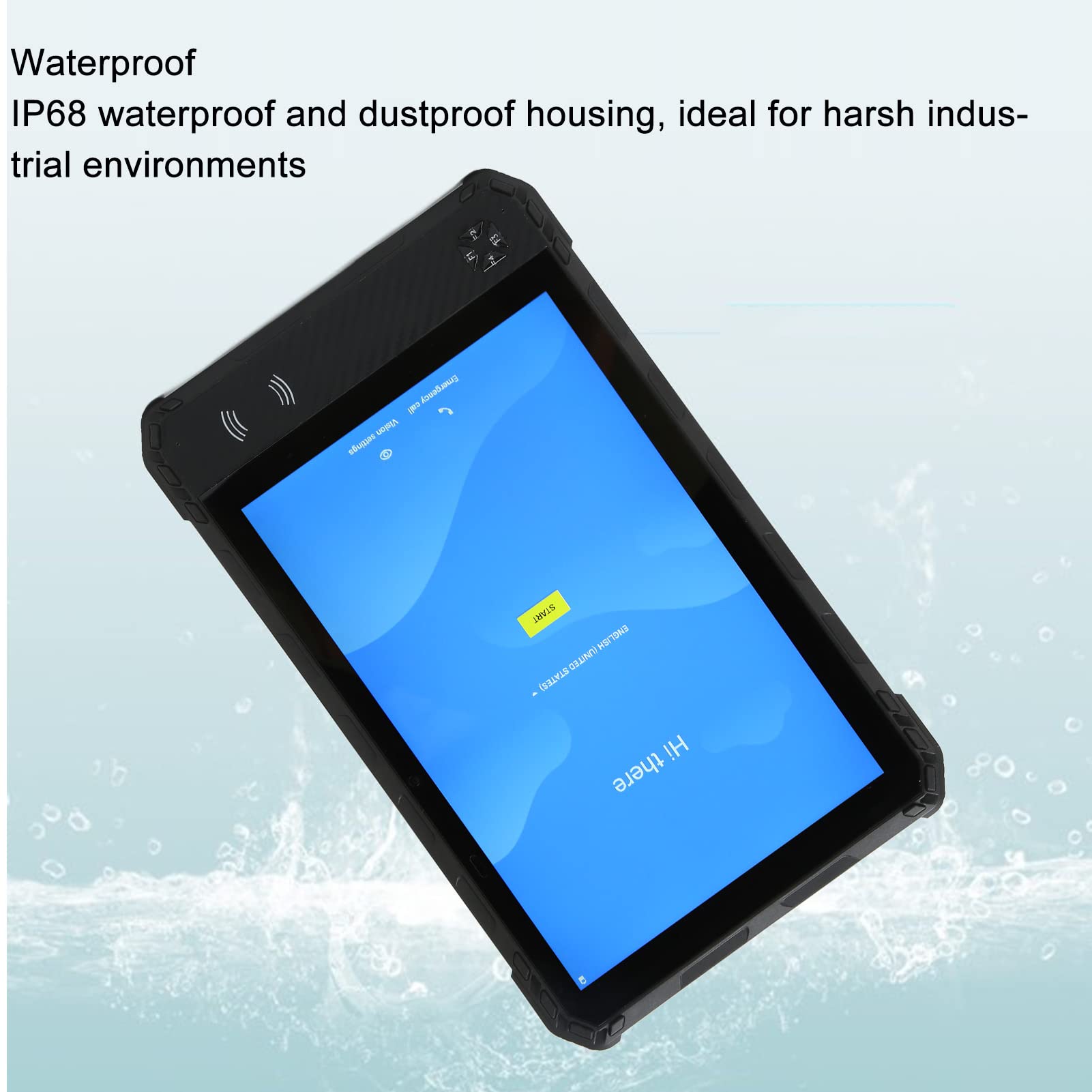 AMONIDA Rugged Tablet, 10000mAh Dual WiFi Front 500W Rear 1300W 100-240V Outdoor Tablet for Harsh Job Sites (US Plug)