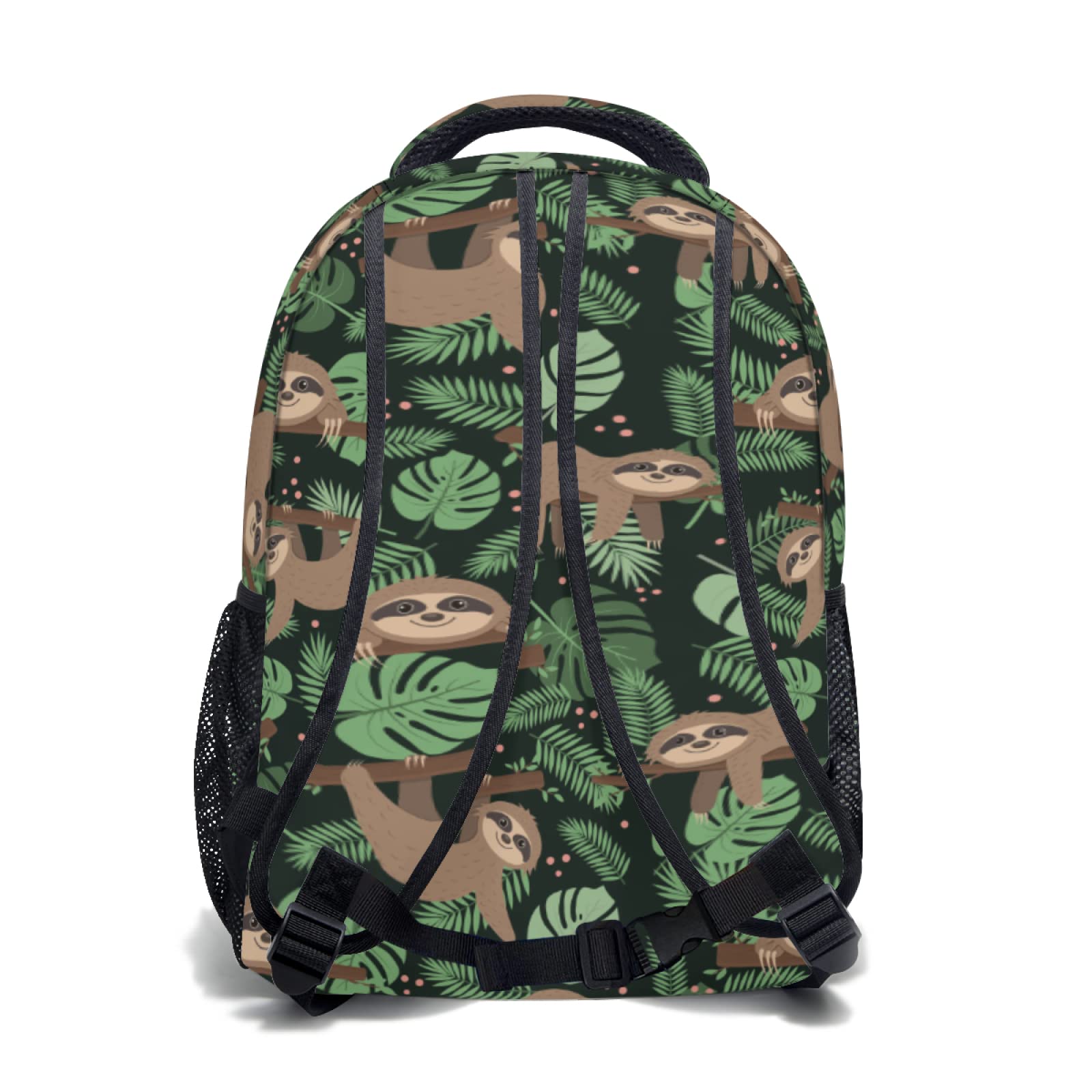 Funny Sloth Backpack Palm Leaves School Shoulder Bag Casual Day Pack Outdoor Durable Bookbag for Girls Boys Teen Work Picnic Travel