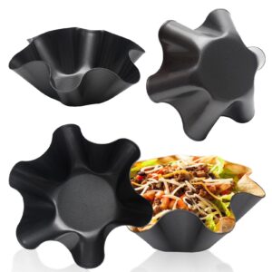 ekdjkk taco salad bowl maker molds, 4 packs non stick carbon steel baking bowls tortilla bowl maker shell pans taco shell maker, 16.5x7.5x6cm