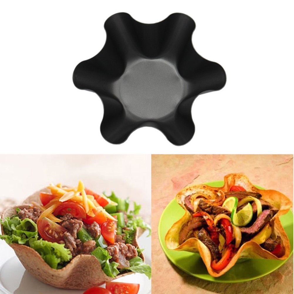 EKDJKK Taco Salad Bowl Maker Molds, 4 Packs Non Stick Carbon Steel Baking Bowls Tortilla Bowl Maker Shell Pans Taco Shell Maker, 16.5x7.5x6cm