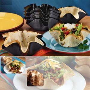 EKDJKK Taco Salad Bowl Maker Molds, 4 Packs Non Stick Carbon Steel Baking Bowls Tortilla Bowl Maker Shell Pans Taco Shell Maker, 16.5x7.5x6cm