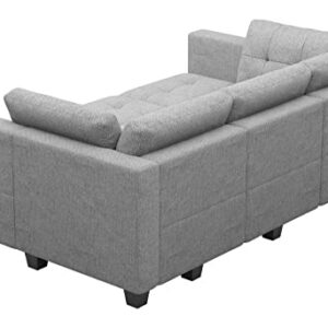 Belffin Convertible Sectional Sleeper Sofa Bed Modular Sofa Sleeper Couch Set with Storage Seat Modular Sectional Couch Bed Light Grey