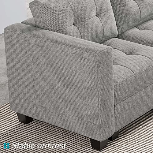 Belffin Convertible Sectional Sleeper Sofa Bed Modular Sofa Sleeper Couch Set with Storage Seat Modular Sectional Couch Bed Light Grey