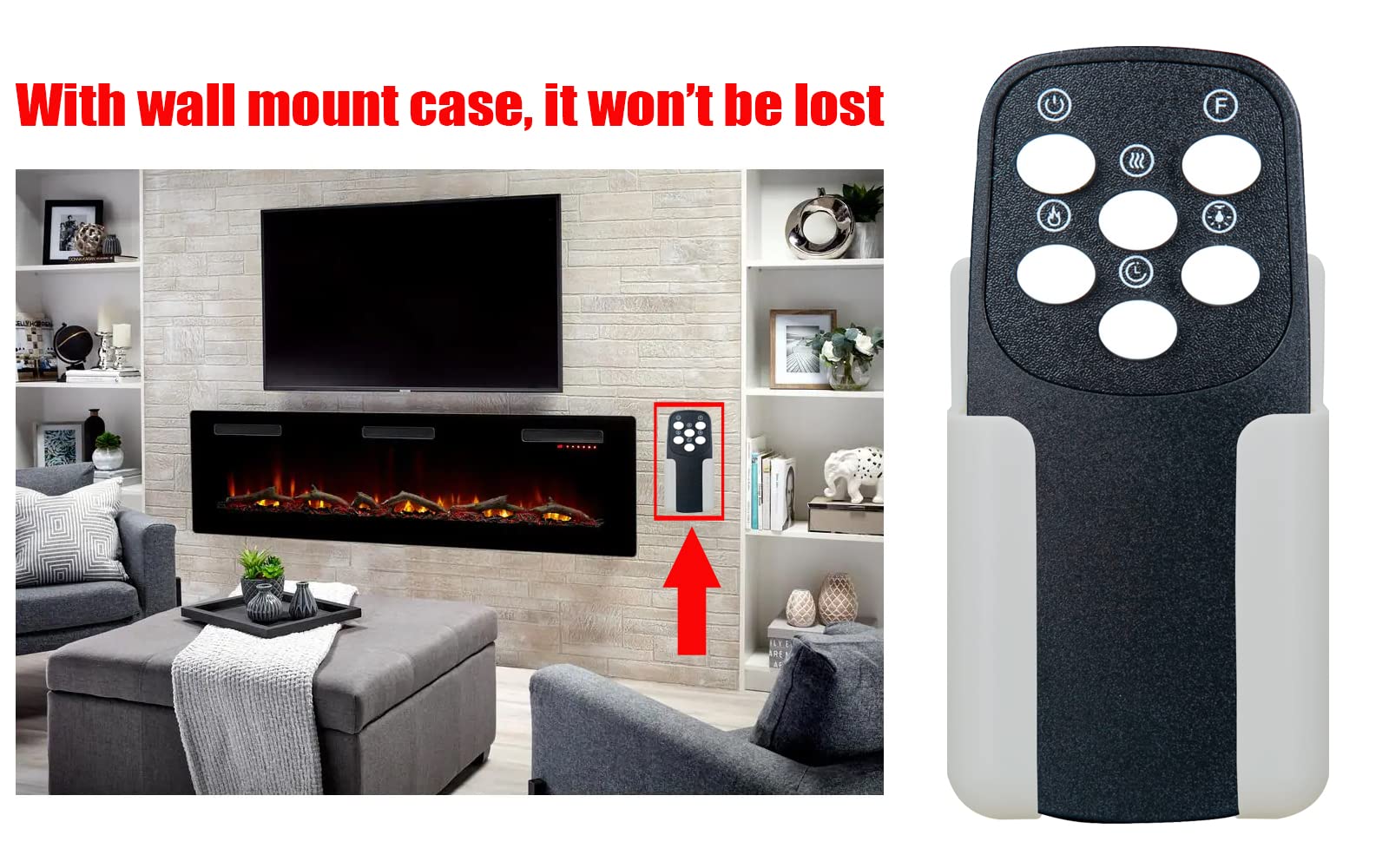 Replacement Remote Control for Home Depot IF-1336 & Costway EP24718US & Tidoin U-YDES-07AAA 3D Electric Fireplace Insert Heater