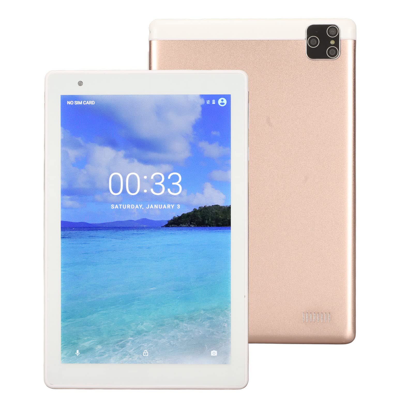 Acogedor 8.1Inch Android Tablet, 720x1280 HD Display MTK6592 CPU 4GB RAM 64GB ROM 3G Calling Tablet with 3 Card Slot, Support 2.4G 5G WiFi, 5000mAh, Gold