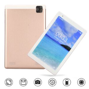 Acogedor 8.1Inch Android Tablet, 720x1280 HD Display MTK6592 CPU 4GB RAM 64GB ROM 3G Calling Tablet with 3 Card Slot, Support 2.4G 5G WiFi, 5000mAh, Gold