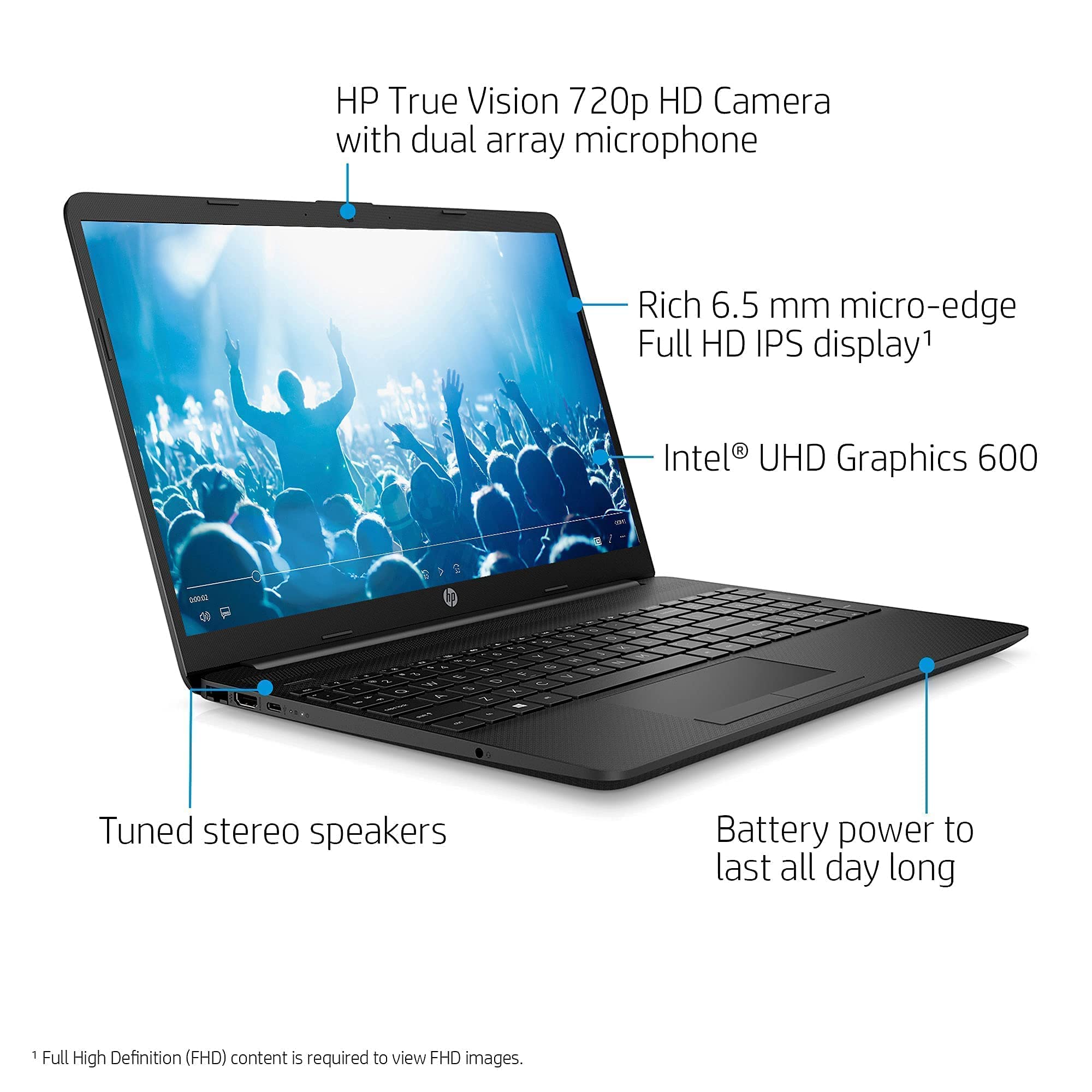 HP Laptop, 15.6" HD Screen, Intel Pentium Silver N5030 4 Cores Processor, 32GB Memory, 1TB SSD, Webcam, USB-C, HDMI, Wi-Fi, SD Card Reader, Windows OS, Black (Renewed)