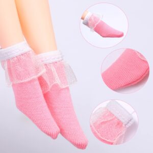 Sotiff 10 Pairs Doll Lace Stockings Handmade Long Sock Female Doll Socks Legging Casual Accessories for DIY Baby Doll Clothes Toy (Fresh Style)