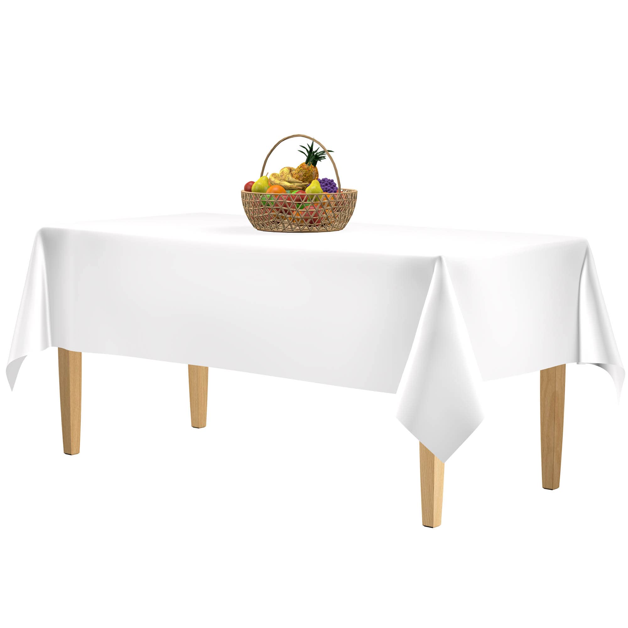 5 Pack Premium White Plastic Tablecloth - 108 x 54 in. Disposable Rectangle Plastic Table Cloth - Decorative Rectangle Table Cover Smooth Tablecloth - Disposable Table Cloths For Parties, Weddings.