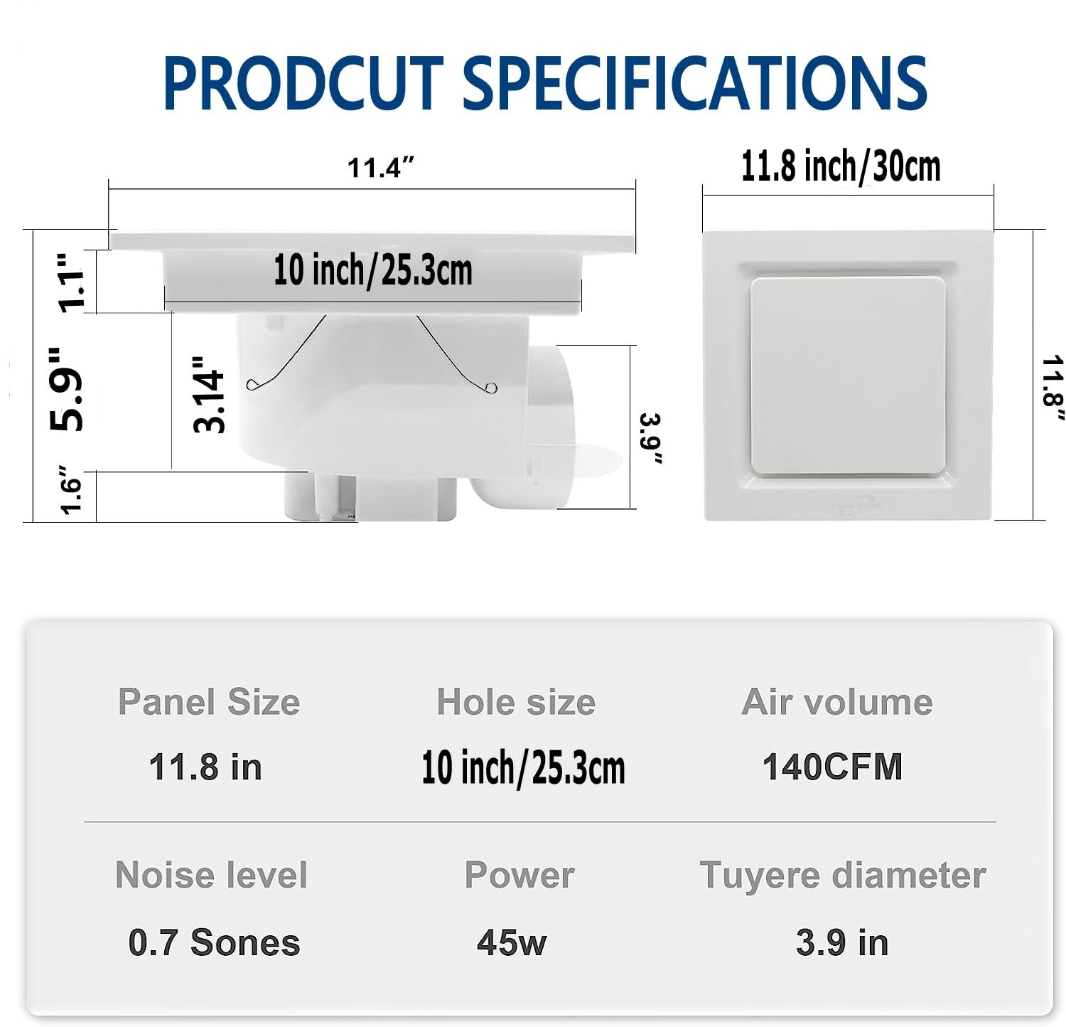 Jinhong Bathroom Fan Ceiling Mount Exhaust Ventilation Fan Ceiling Exhaust Fan Extractor Fan 141 CFM 0.7 Sones,Quiet Bathroom Ventilation Exhaust Fan for Shower,Restroom,Office,Home(Flat Plate)