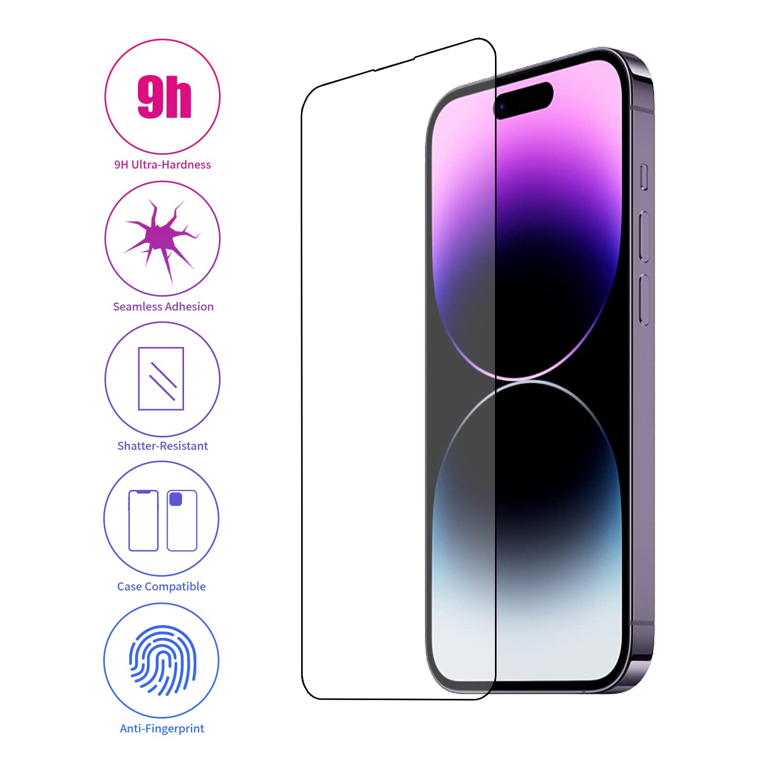 Rackora Tempered Glass Screen Protector 2-Pack Compatible for iPhone 14 Pro Max Screen Protector HD Easy Installation High Definition Anti-Scratch Anti-Impact Tempered Glass Film