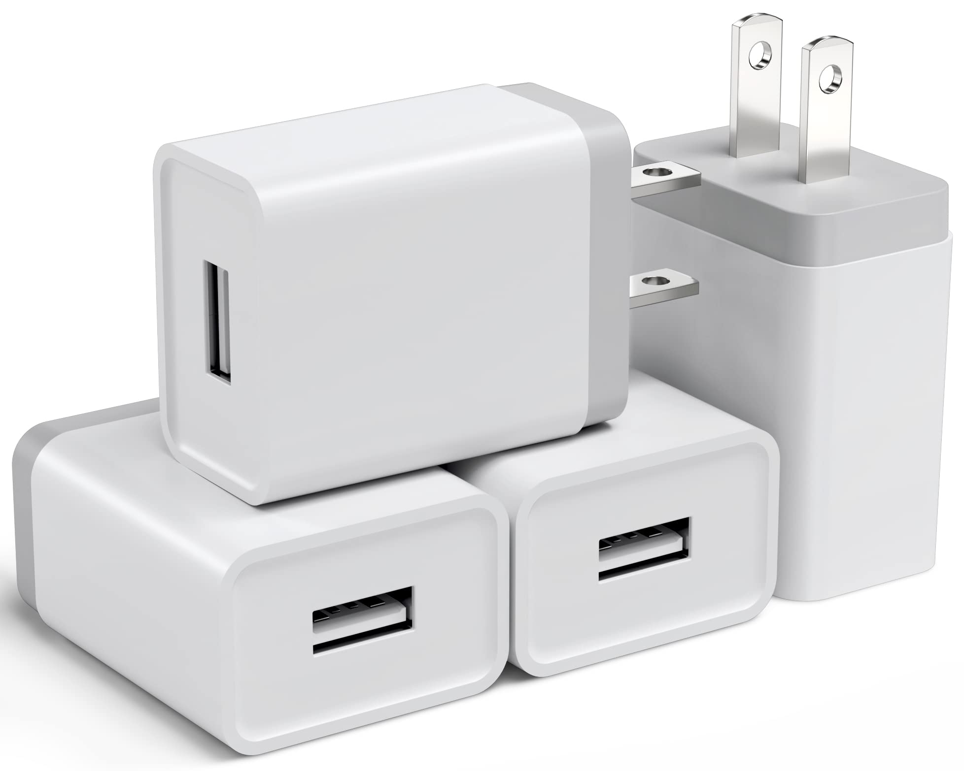 USB Wall Charger Block 12W - 4 Pack USB Plug, USB Charging Block, 2.4A/5V Power Adapter, Box Cube Compatible with iPhone 13 12 11 Pro Max SE XS XR X 8 7 6 6S Plus, Samsung, LG, Moto, Android Brick