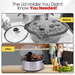 Liddit Crockpot Lid Holder - Easy to Use Crock Pot Lid Holder for Stovetop for Kitchen Organization - Durable and Space-Saving Slow Cooker Lid Holder (Black)