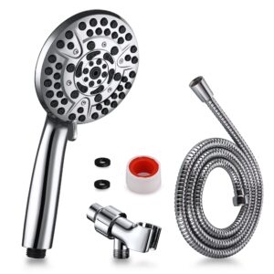 iopsk high pressure shower head with handheld,10 spray settings detachable handheld shower head, hand held rain showerhead with 60 inch stainless steel hose and adjustable bracket(chrome)